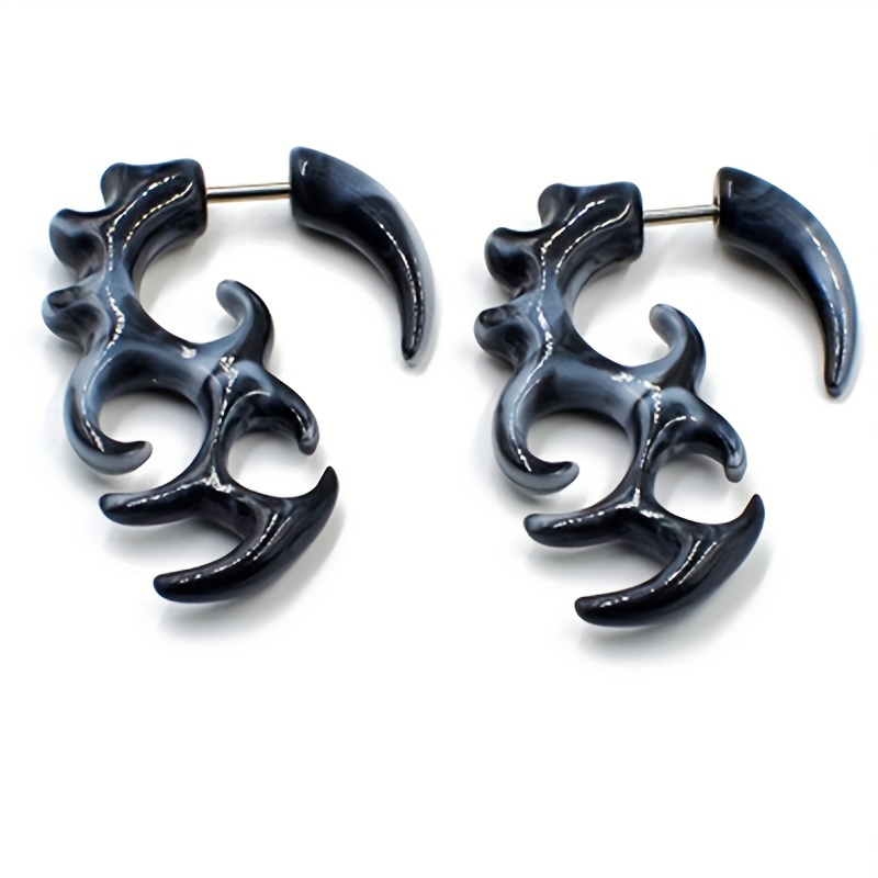 Punk Style Black Acrylic Ear Expansion Ear Spiral - Temu United Kingdom