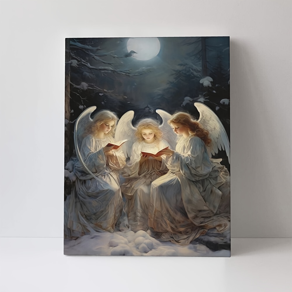 Angel Singing Moonlight Christmas Canvas Painting Wall Art - Temu ...