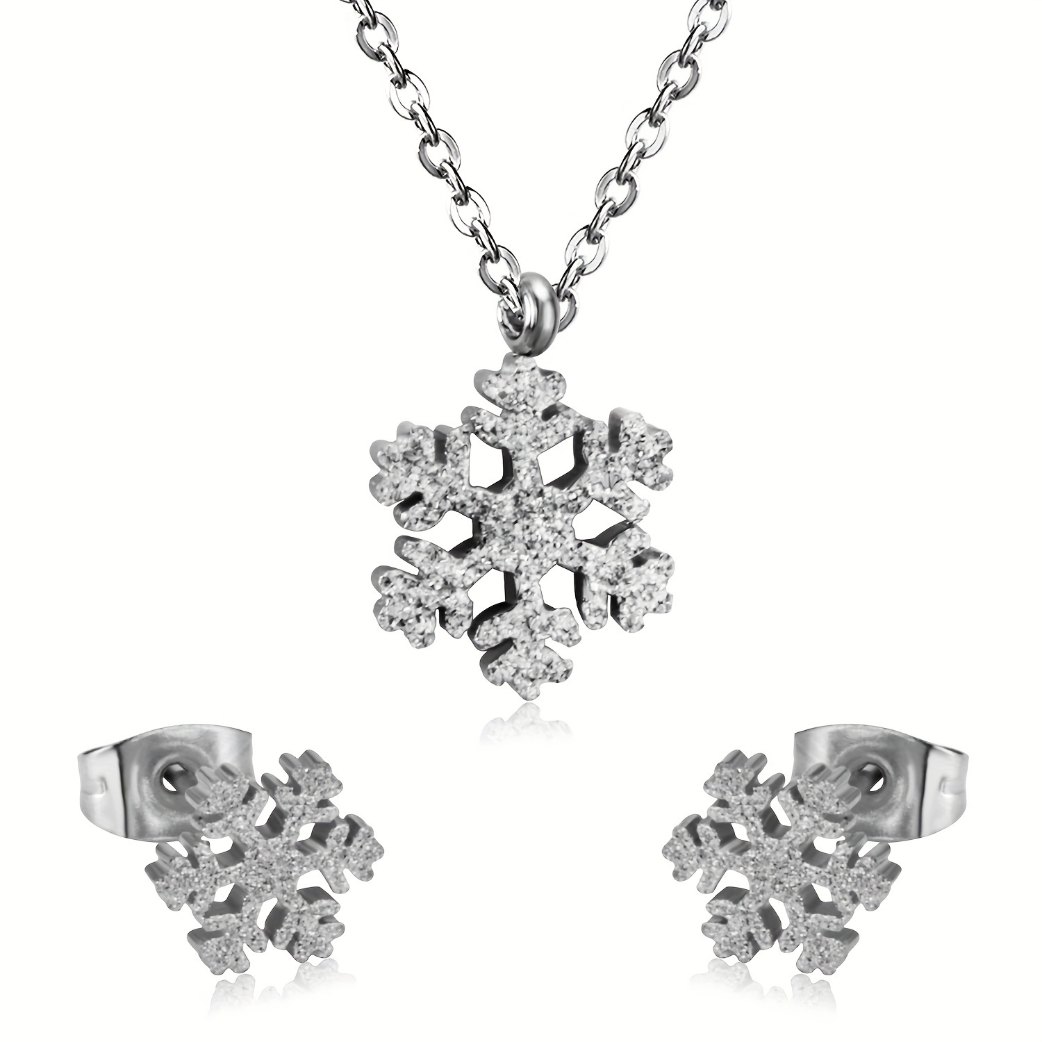 Cute Snowflake Shaped Jewelry Set Elegant Stainless Steel - Temu United ...