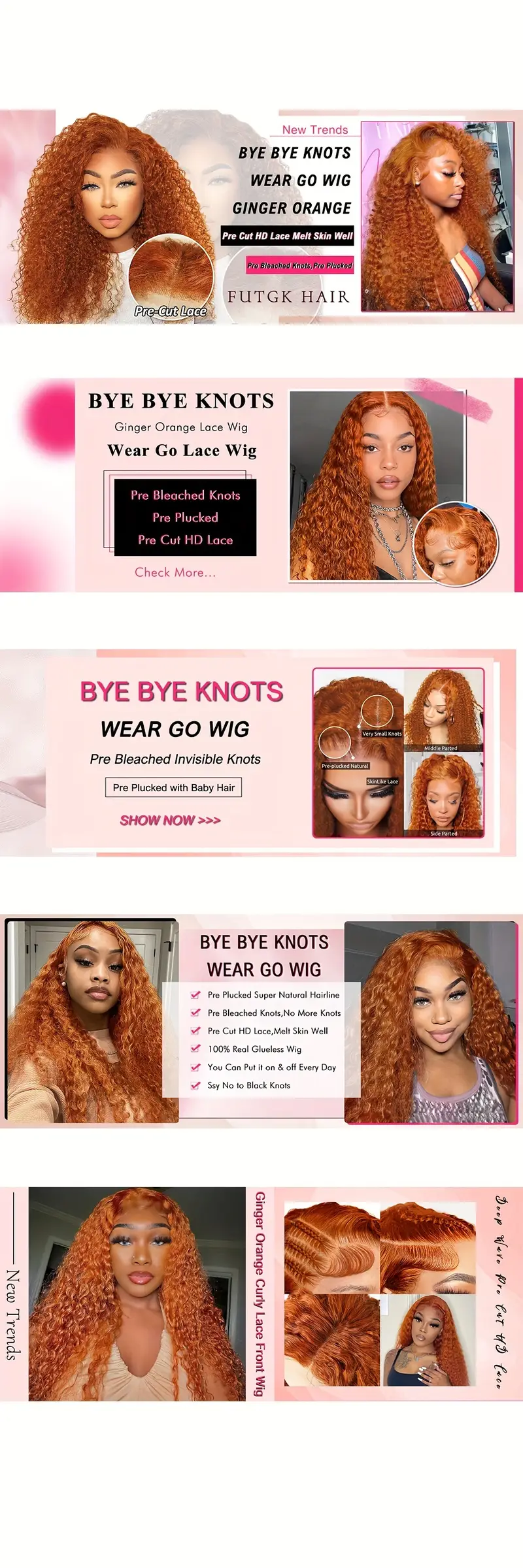 Orange Wig Human Hair Color Curly Lace Front Wig 13x4 Hd Temu