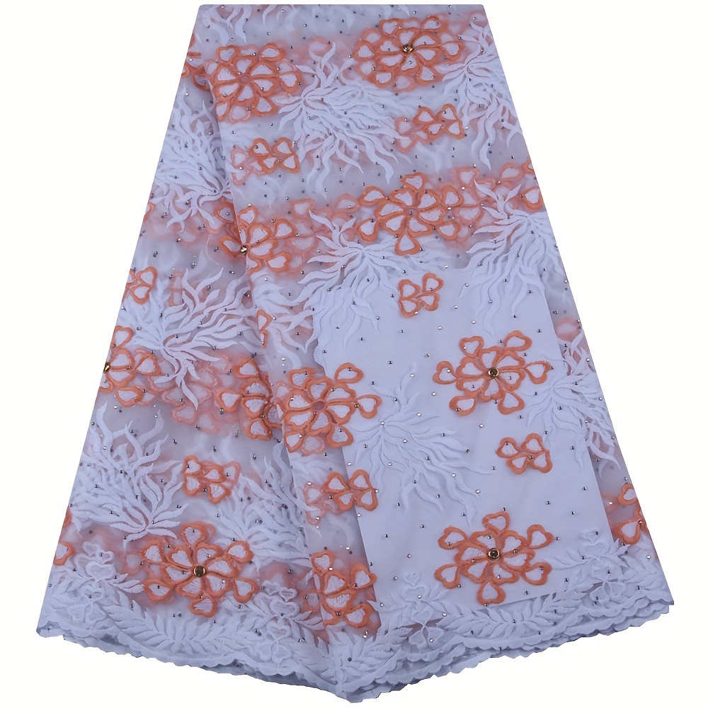 5 Yards African Lace Fabric Rhinestones 2024 High Quality - Temu Australia