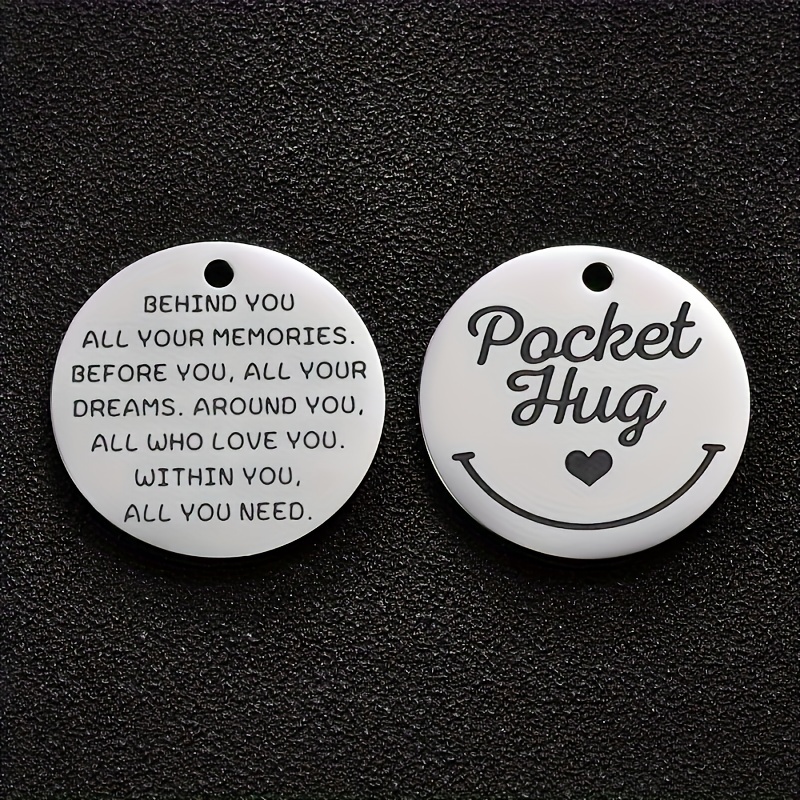 1pc Double Sided Engraving Pocket Hug Token Diy Stainless Steel ...