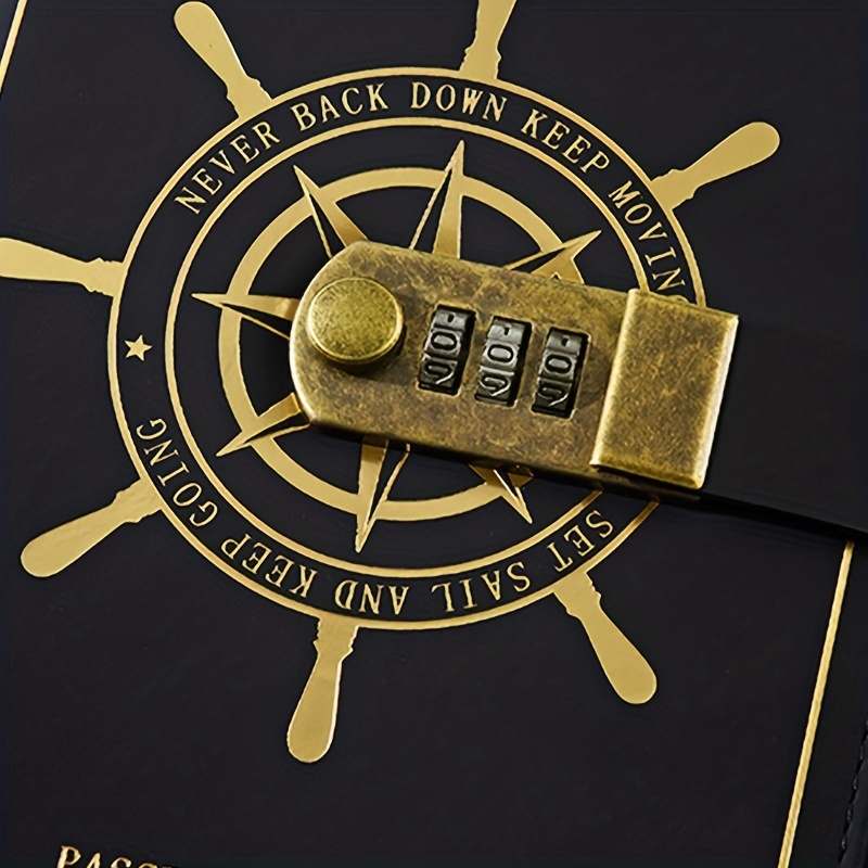 Retro Password Notebook Lock Sailor Sailing Cover Pu Leather - Temu ...