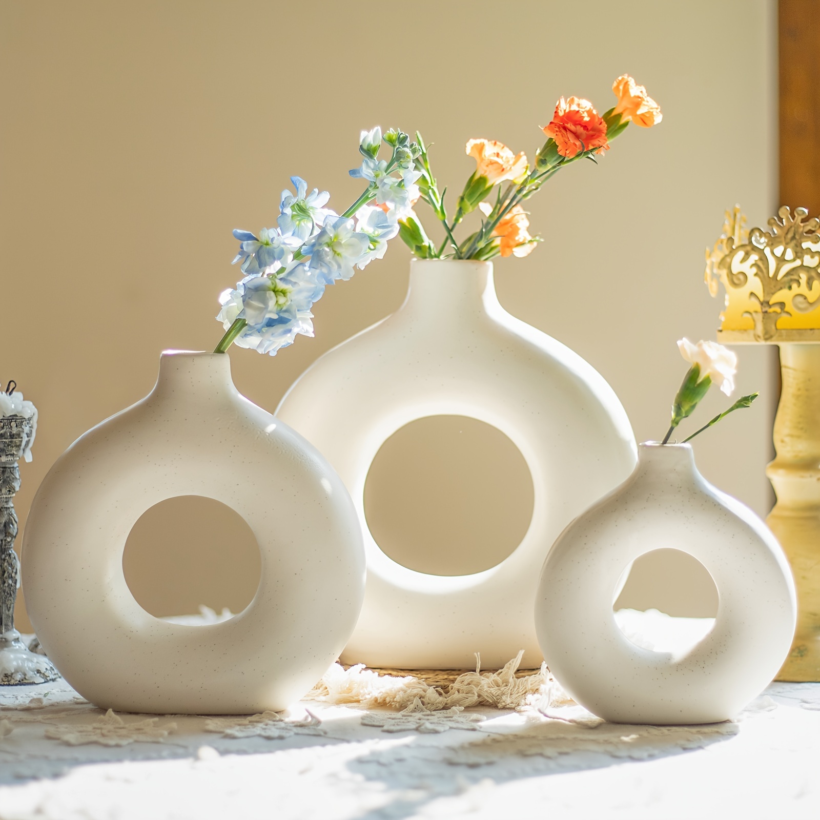 Hollow Round Matte Vase For Room Decor Modern Farmhouse - Temu Australia