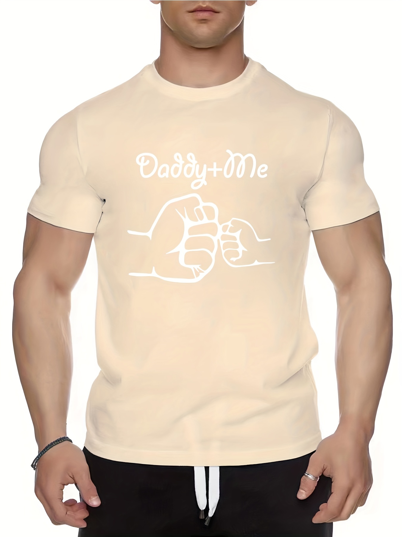 Daddy Print T shirt Men's Casual Street Style Stretch Round - Temu ...