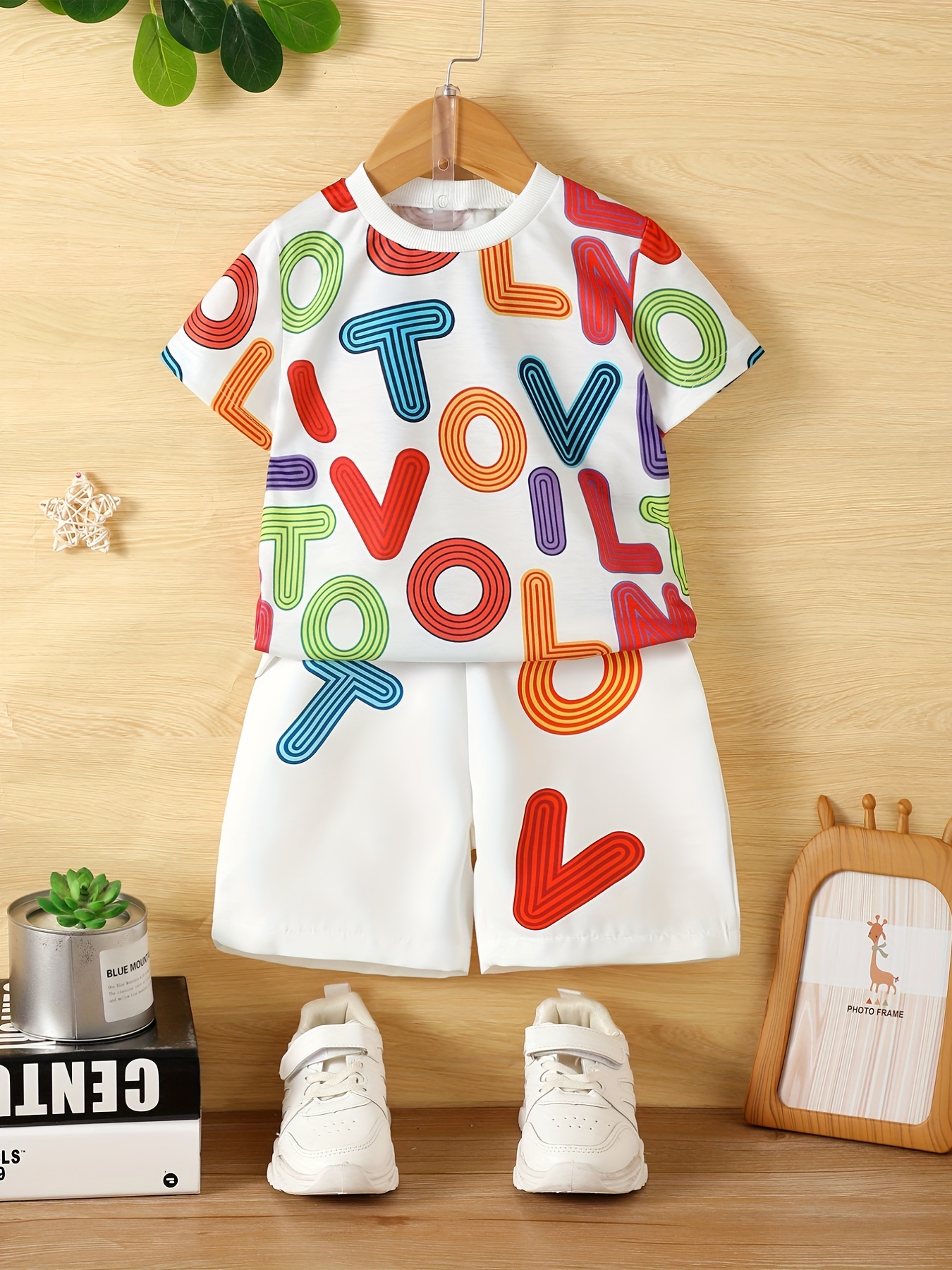 2pcs Baby Boys Letter Pattern Round Neck T Shirt Shorts Baby Summer ...
