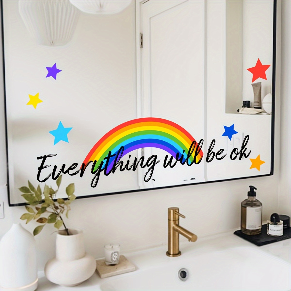 Simple English Everything Rainbow Star Window Sticker Glass - Temu ...