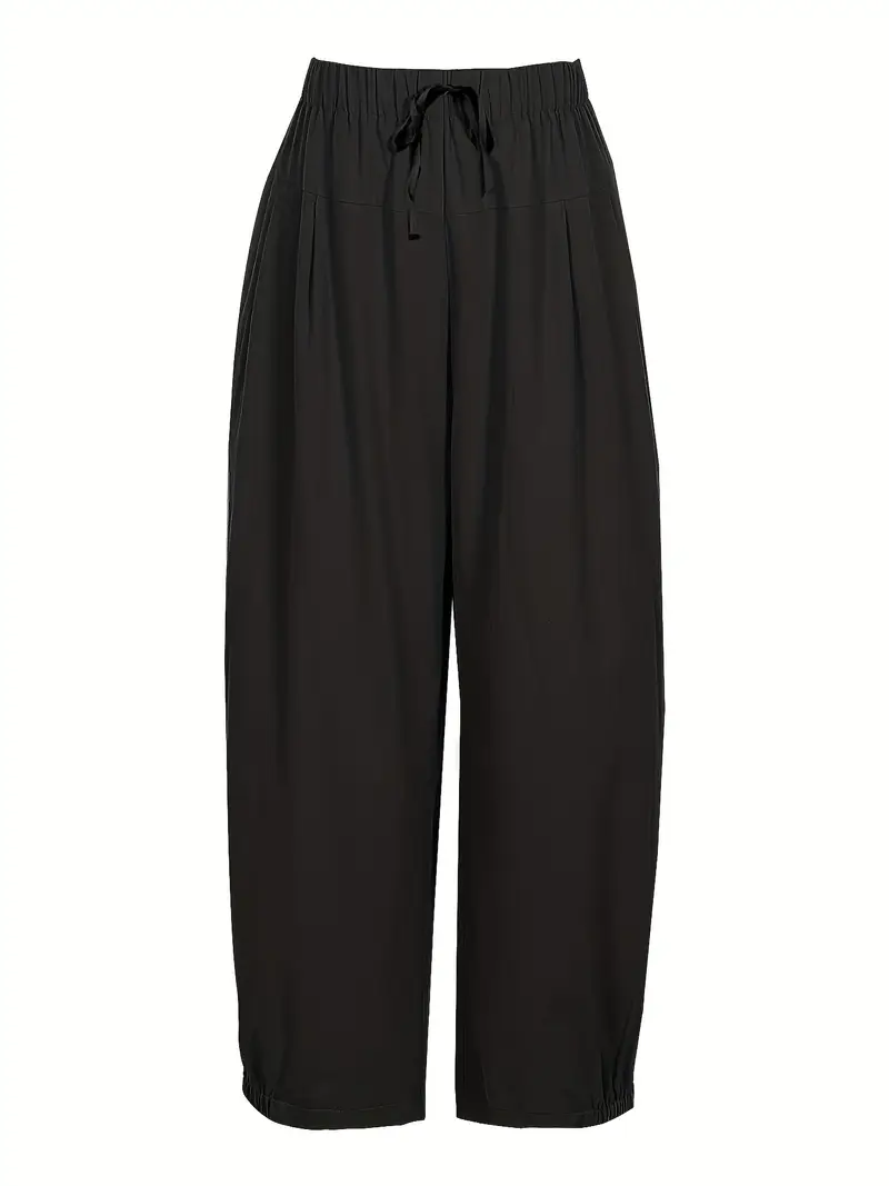 Plus Size Casual Pants Womens Plus Solid Drawstring Temu