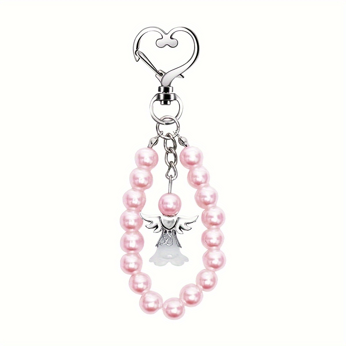 Guardian Angel Faux Pearl Beaded Bracelet Wristlet Keychain - Temu ...