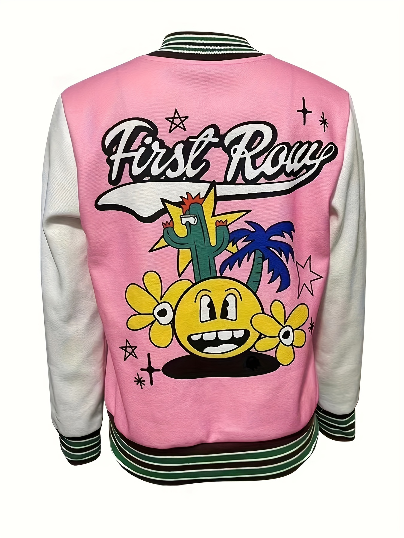 letter print varsity jacket street wear long sleeve button - Temu Australia