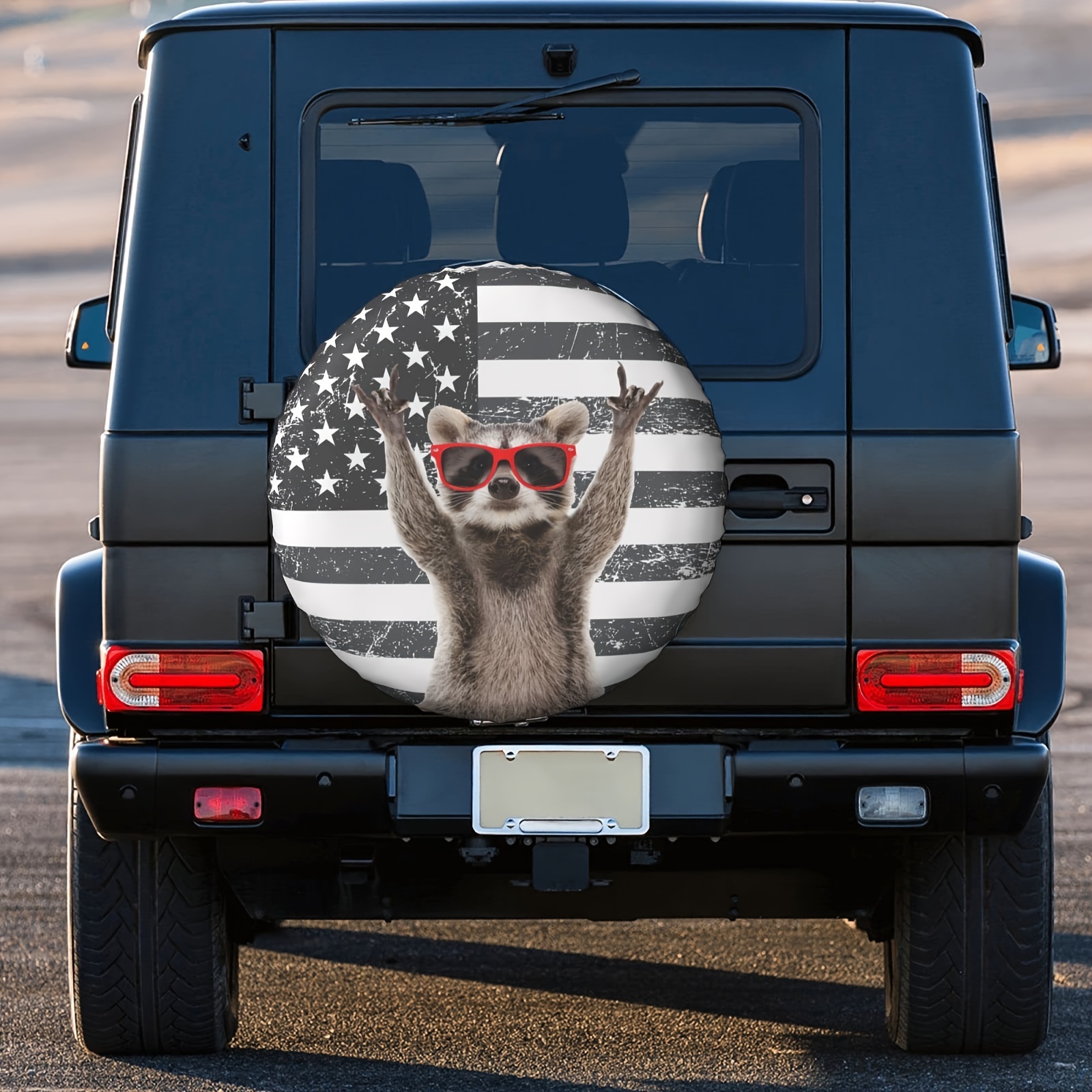 funny spare tire cover black white american flag - {region_name}