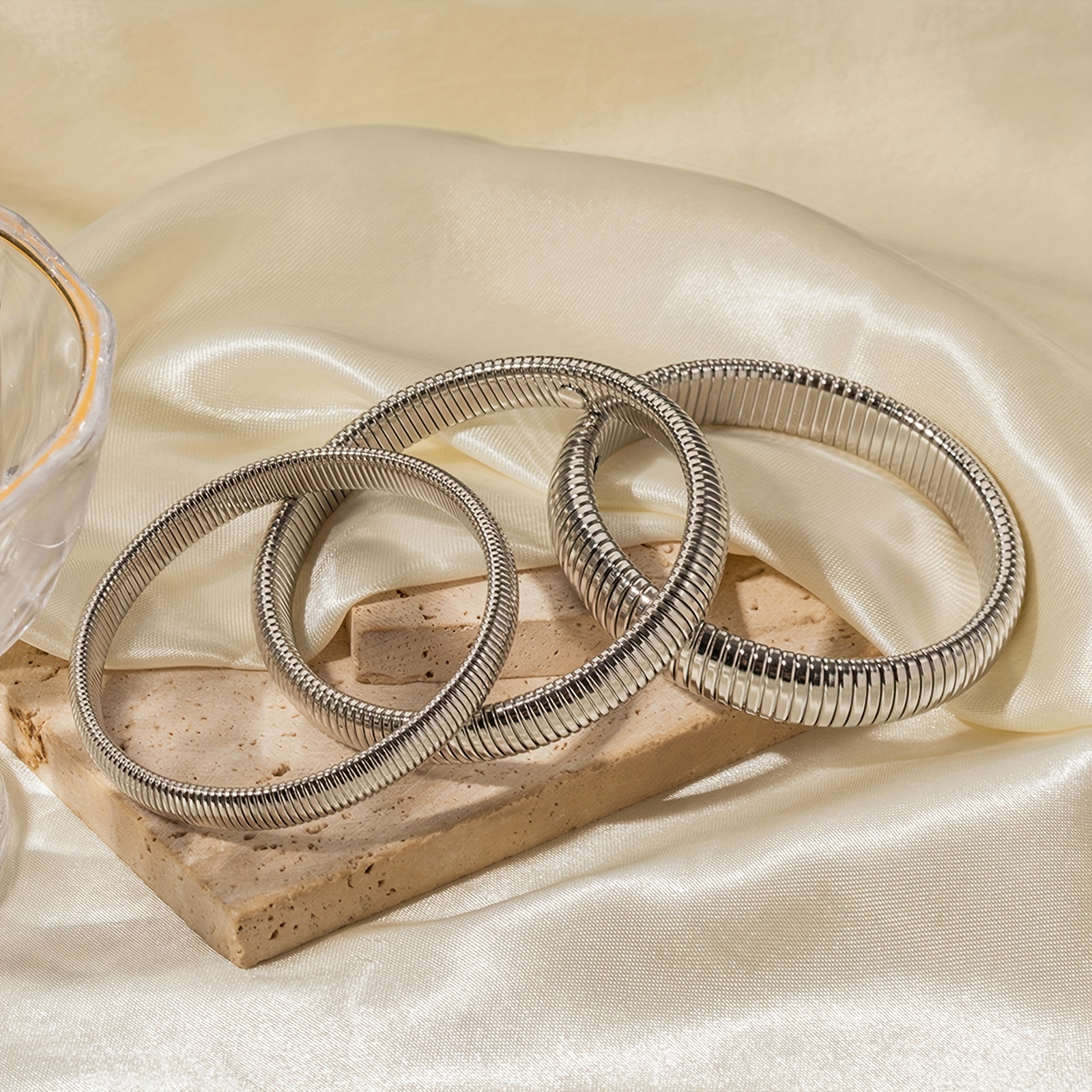 Metal Bangle Spring Pattern Simple Hip Hop Style Stainless - Temu Ireland