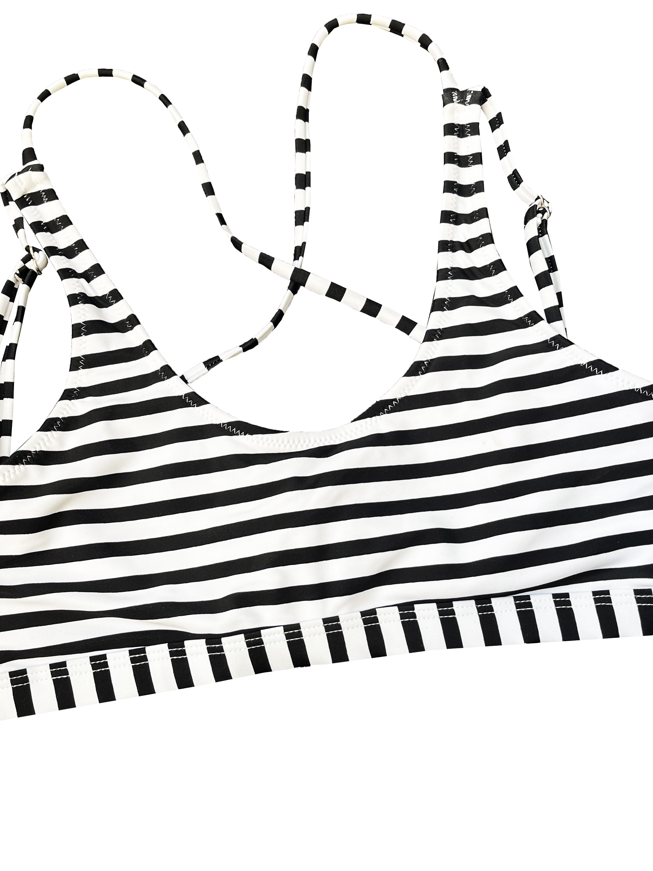 Striped Print Round Neck Bikini Sets Cut Tie Side Backless - Temu Canada