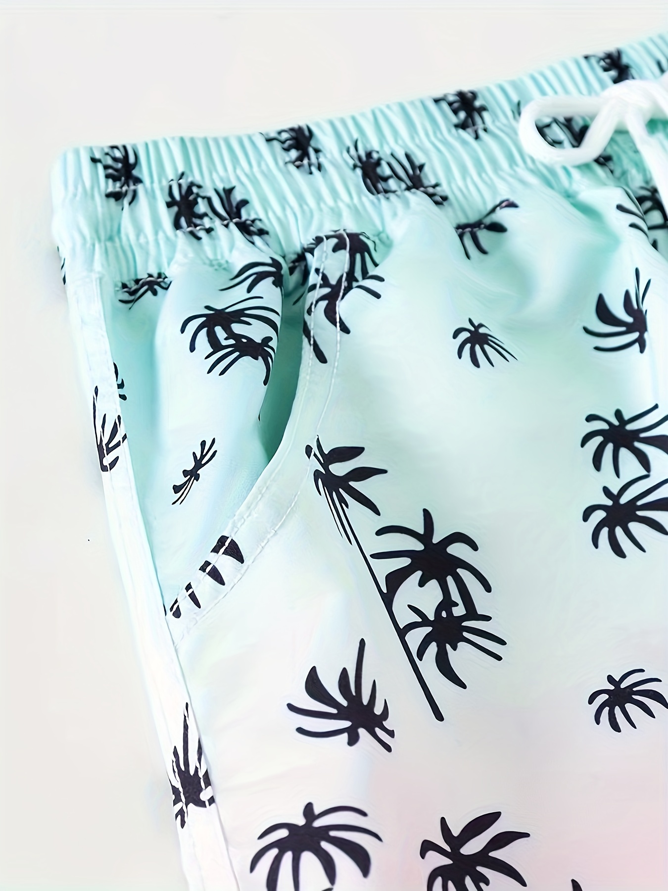 coconut tree pattern swim trunks boys color gradient elastic - Temu ...