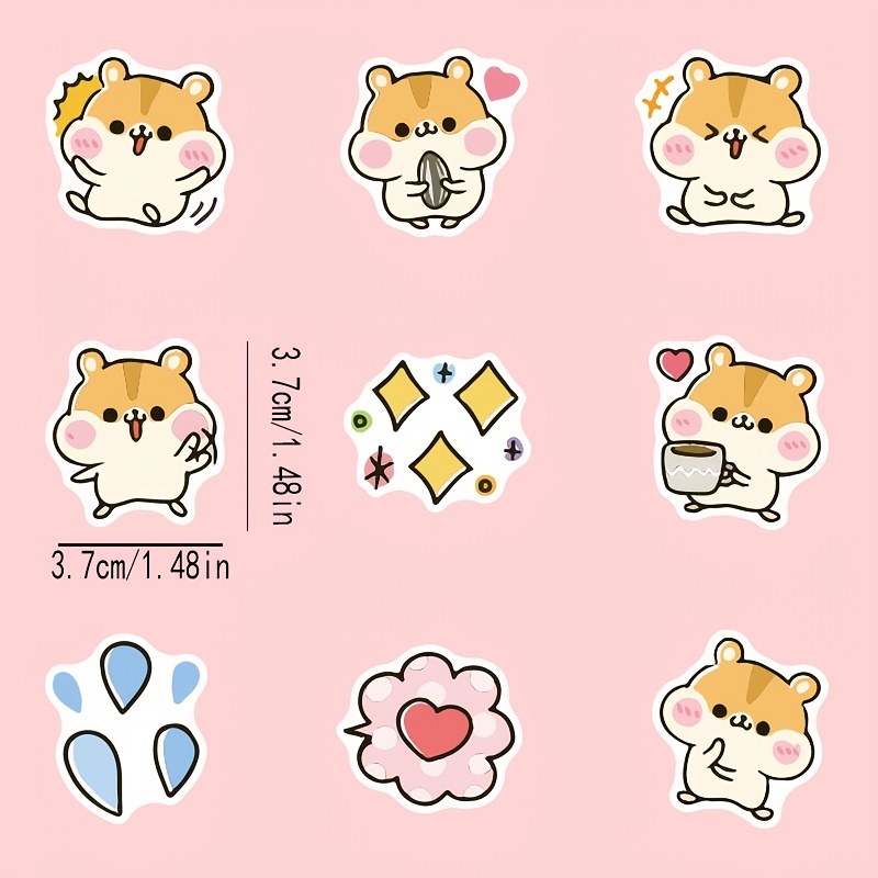 Cartoon Hamster Stickers Diy Scrapbook Journal Cute Cartoon - Temu