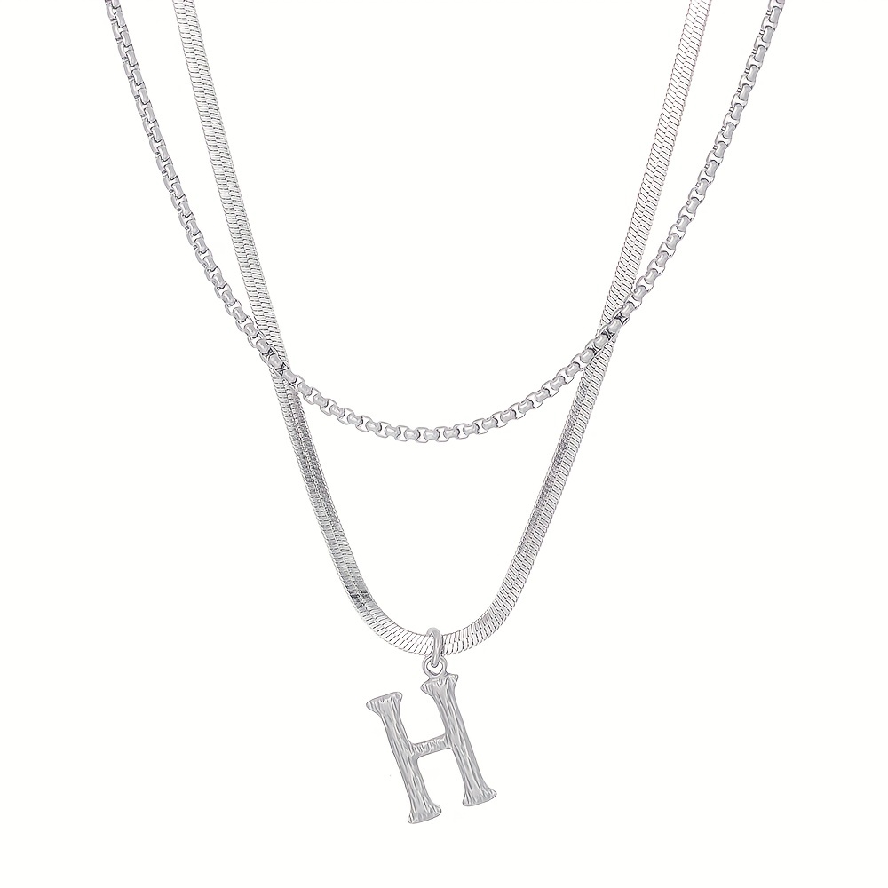 Stylish English Letter Double Layer Chain Necklace Silver - Temu United ...