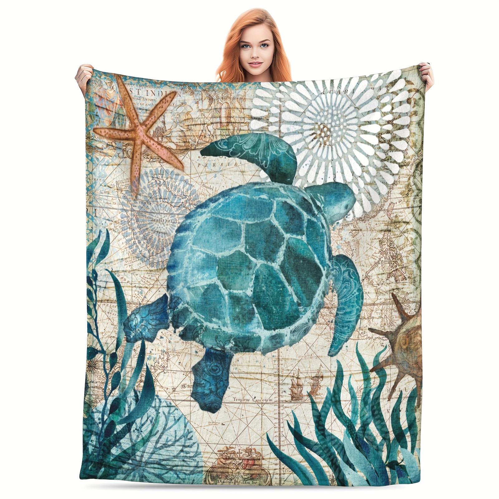 Turtle Soft Warm Throw Printed Flannel Blanket Comfortable - Temu ...