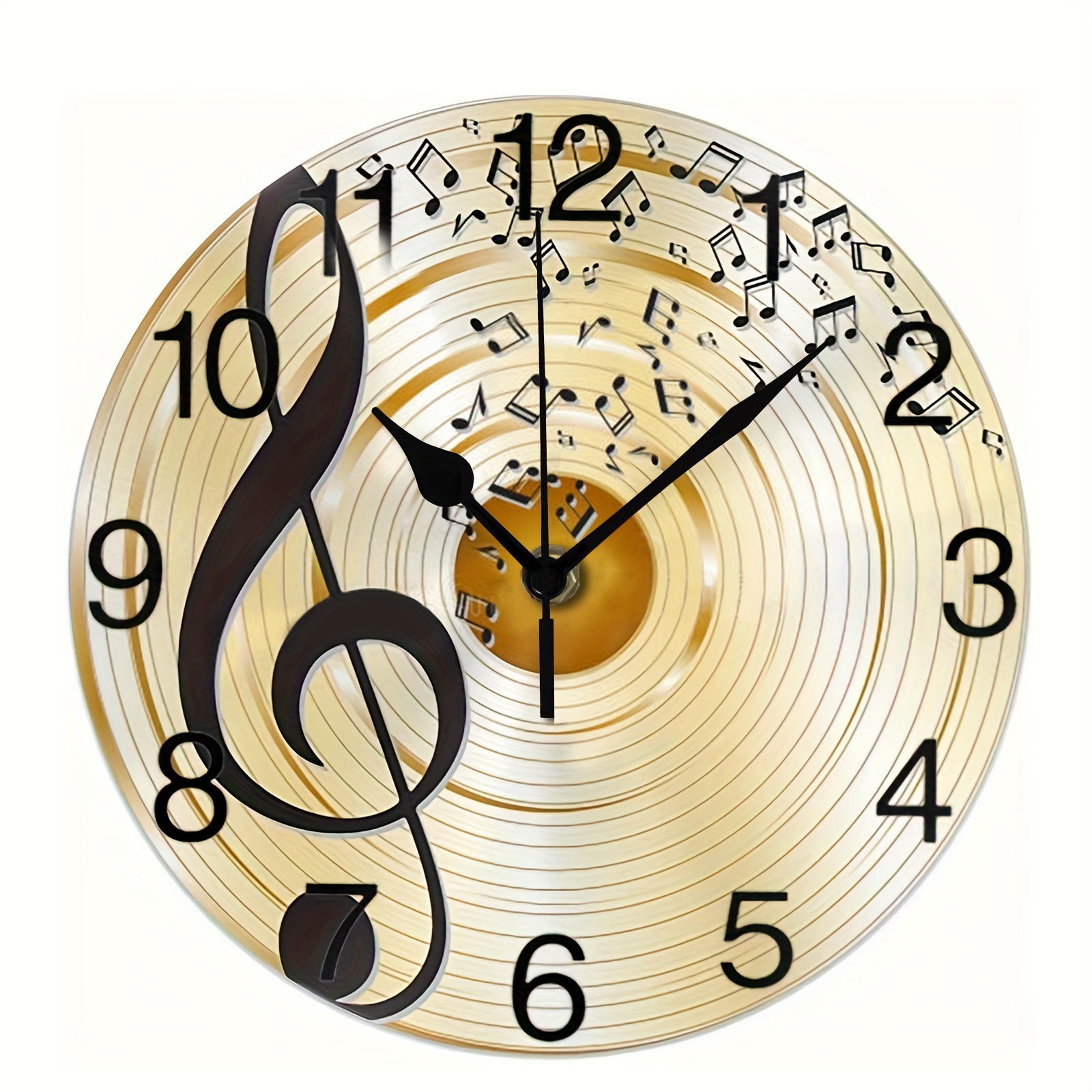 Music Notes Treble Clef Round Wall Clock Silent Easy Read - Temu Australia