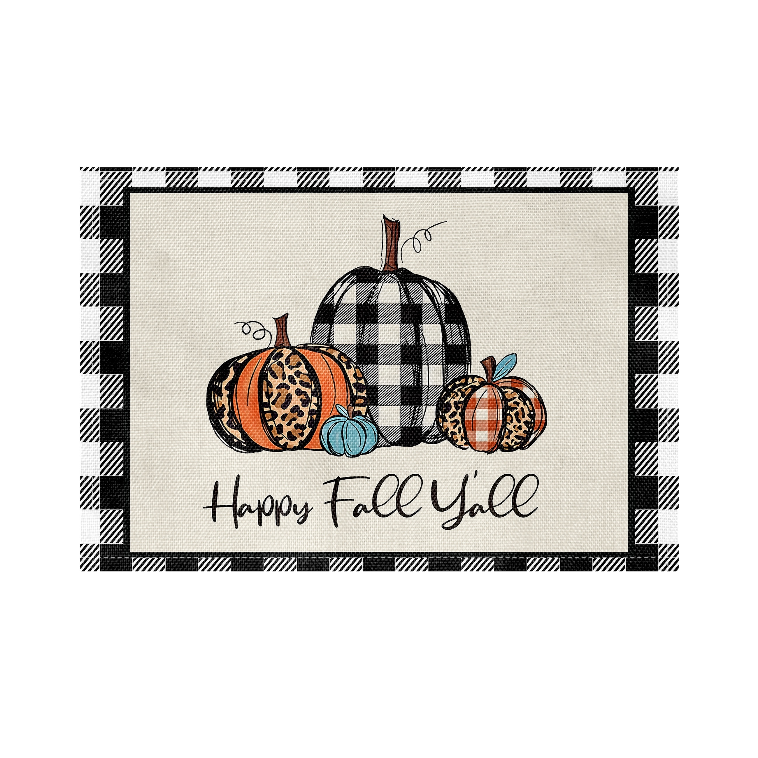 Fall Series Table Mat Black And White Plaid Thanksgiving - Temu Australia