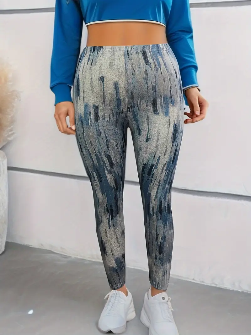 Print Skinny Leggings Plus Size Casual Every Day Stretchy Temu Canada