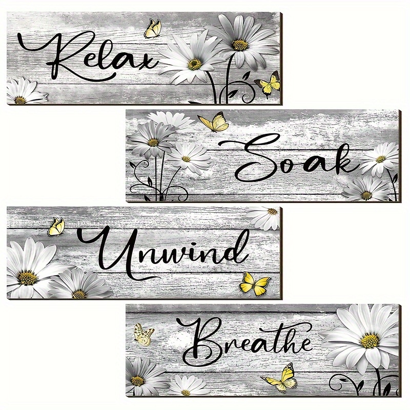 Farmhouse Bathroom Wall Decor Sign Daisy Floral Flowers - Temu Australia