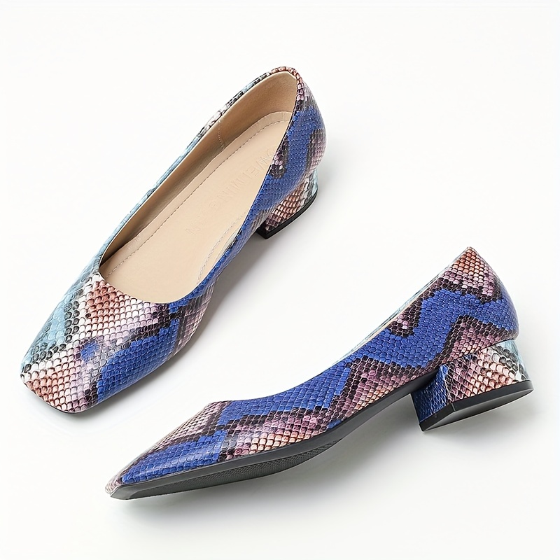 Women's Snakeskin Pattern Pumps Shallow Mouth Slip Casual - Temu United ...