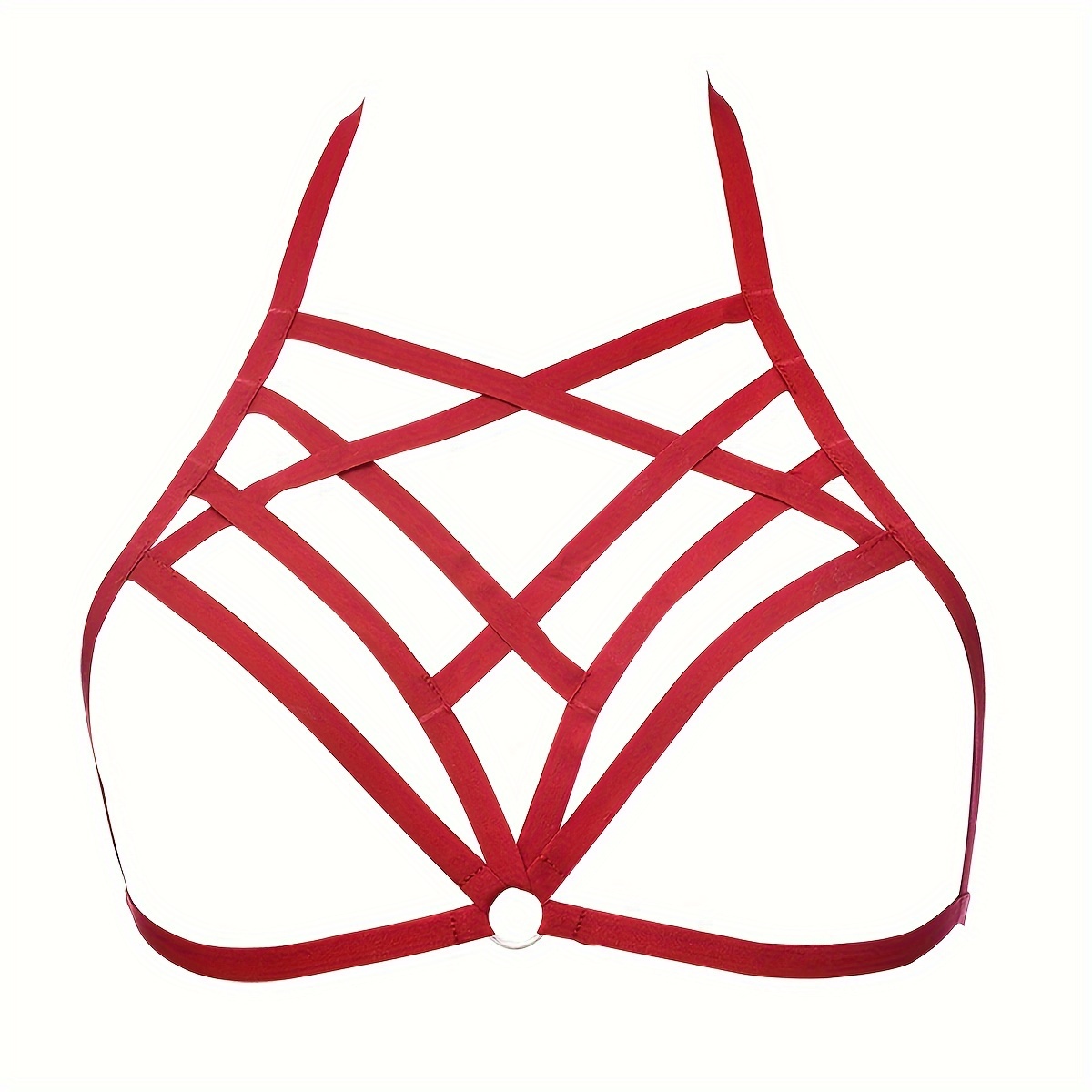 cross cut cage bra harness gothic sheer body suspenders Temu