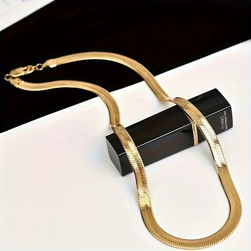 Stainless Steel Blade Chain Clavicle Chain Flat Snake Chain - Temu ...