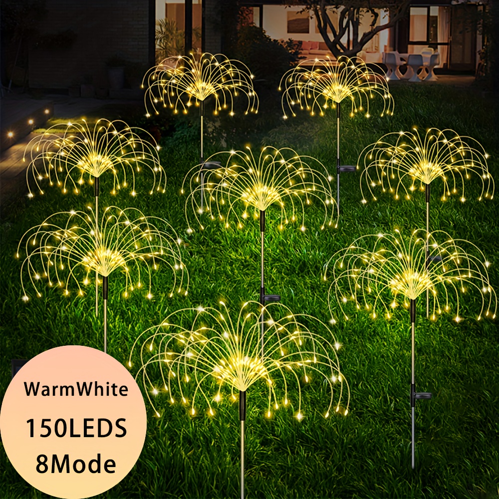 8 Modes Waterproof Solar Powered Led Fireworks Lights Garden - Temu ...