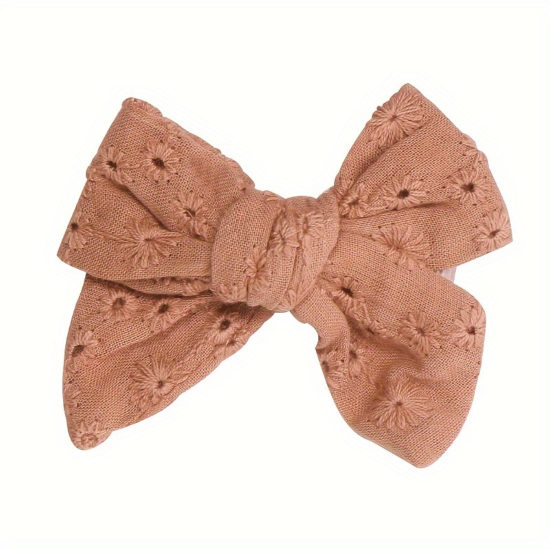 Bow Hair Clip Set For Baby Girl Embroidery Flower Girls - Temu Canada