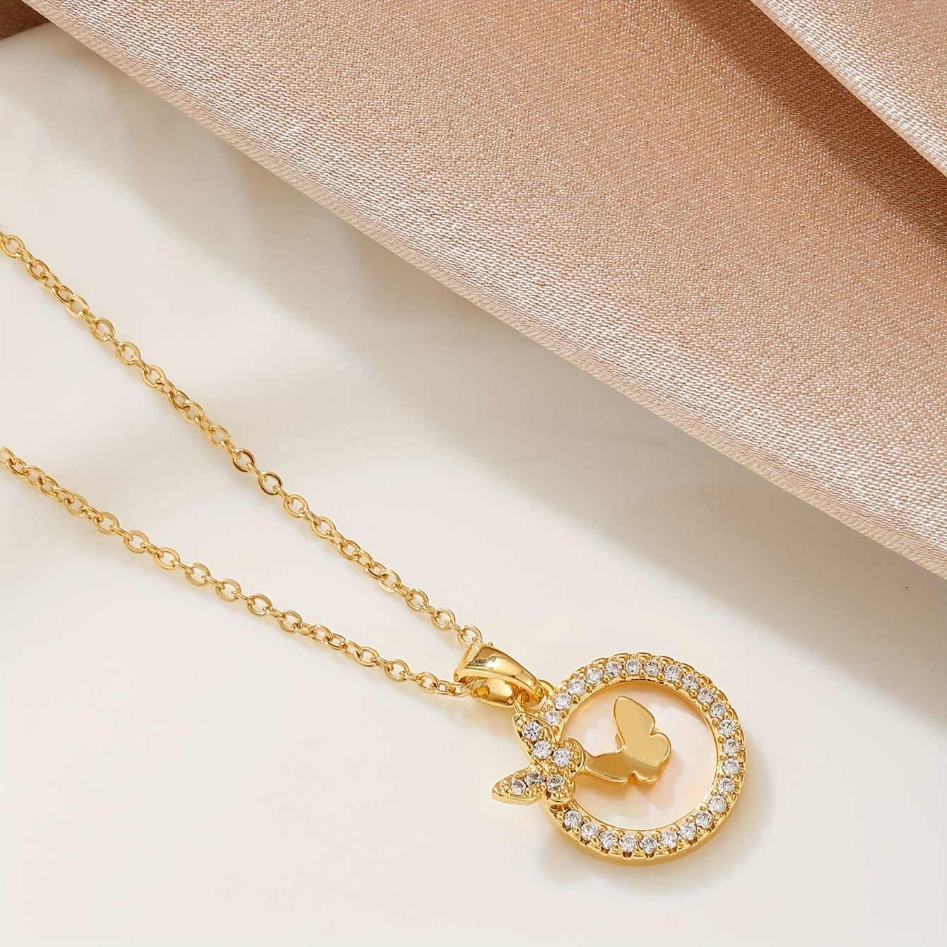 Golden Exquisite Faux Diamond studded Shell Butterfly All - Temu Australia