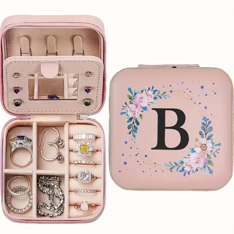 Mini Letter Flower Pattern Square Jewelry Box Lightweight - Temu United ...