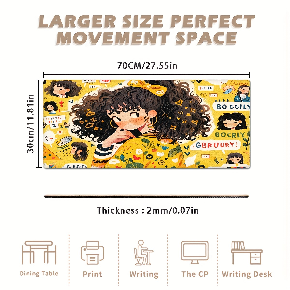 Refreshing Style Rectangular Mouse Pad Yellow Animation - Temu New Zealand