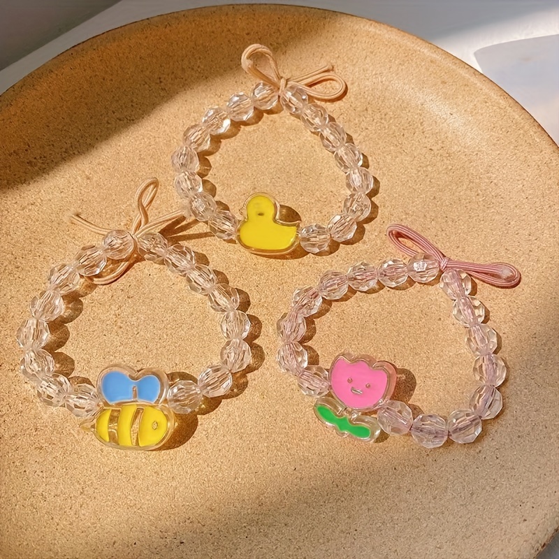 Cartoon Elastic Hair Rope Princess Bead String Hair Band - Temu