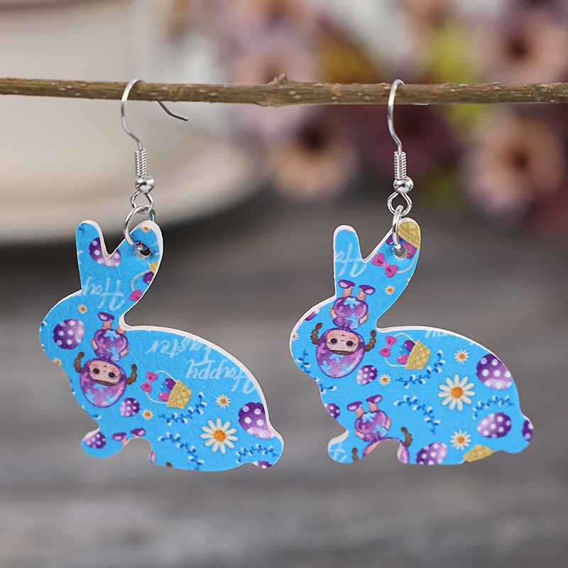 Green Cute Easter Day Rabbit Bunny Flower Print Dangle - Temu United ...