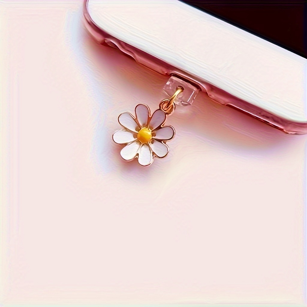 Mobile Phone Dust Plug Metal Daisy Pendant Dust Plug Mobile - Temu ...