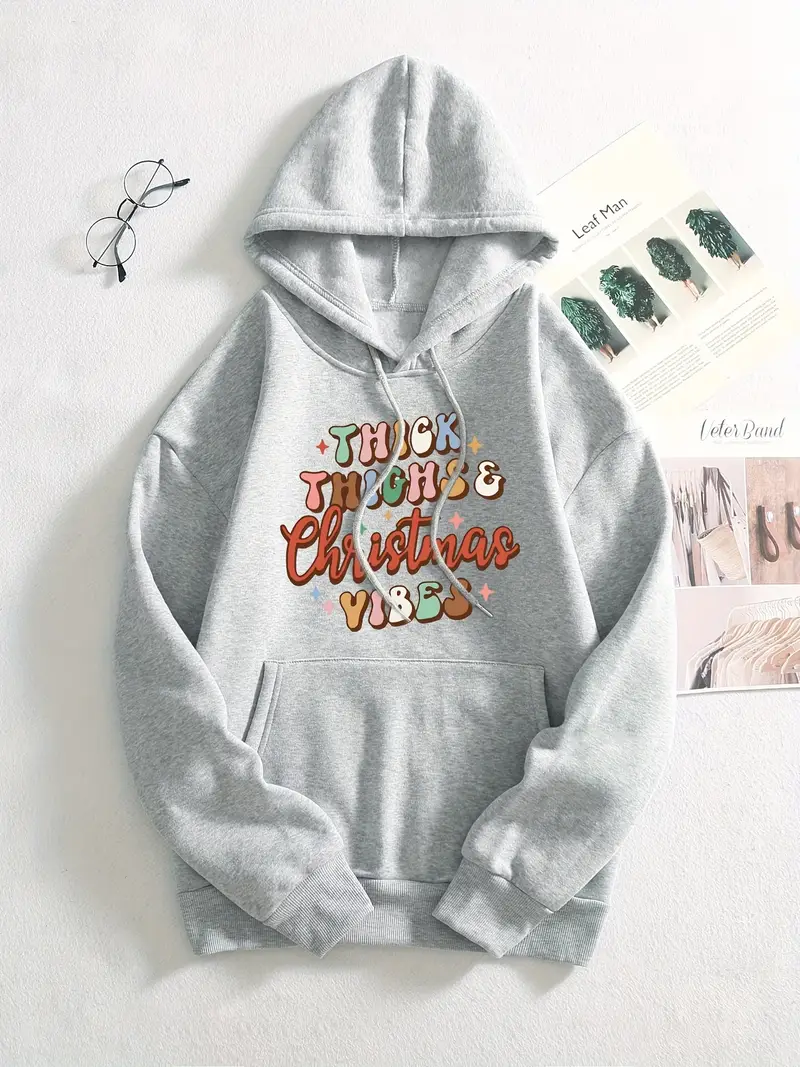 Christmas Cute Letter Print Hoodie Casual Drawstring Temu Canada