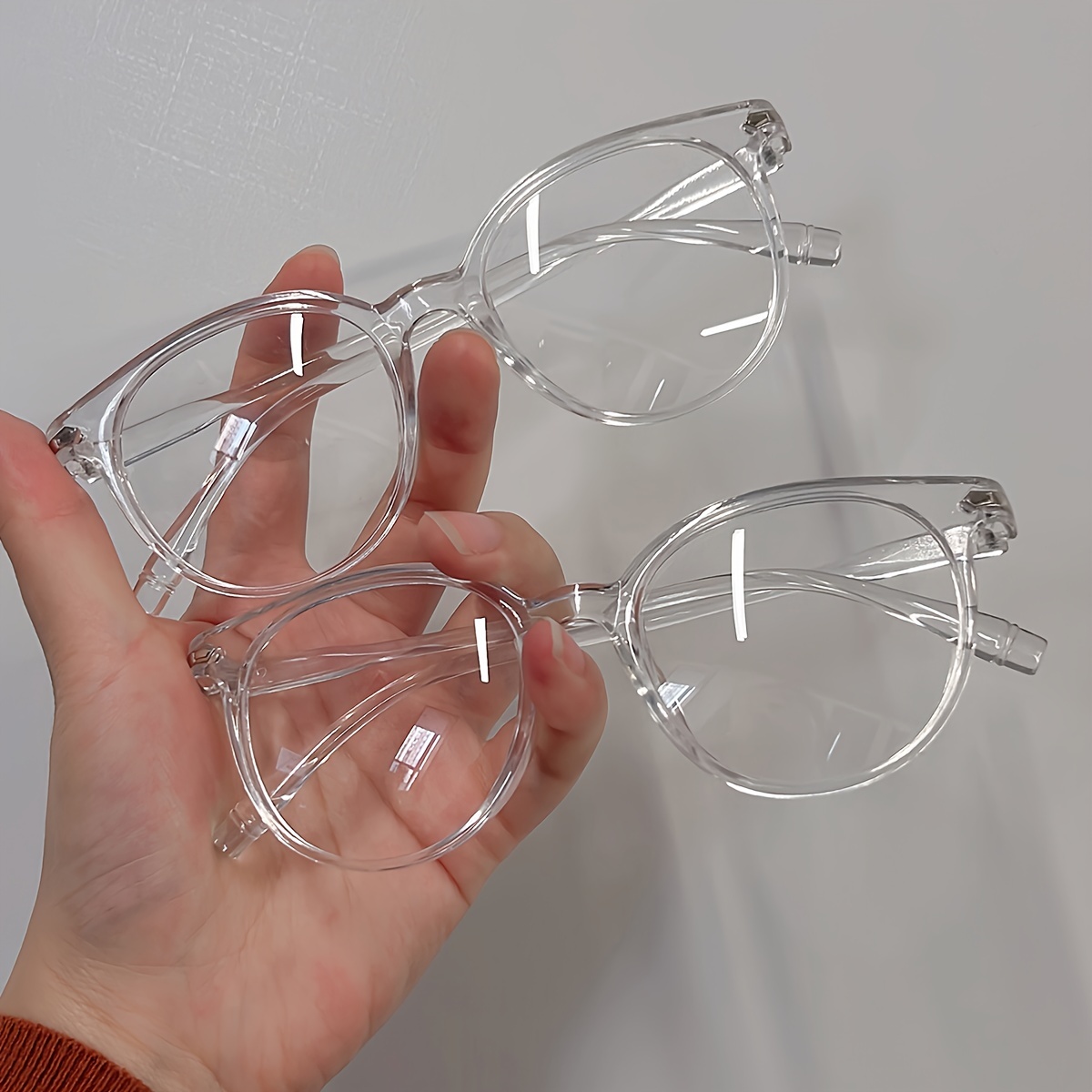 transparent oval frame clear lens glasses casual fashion Temu