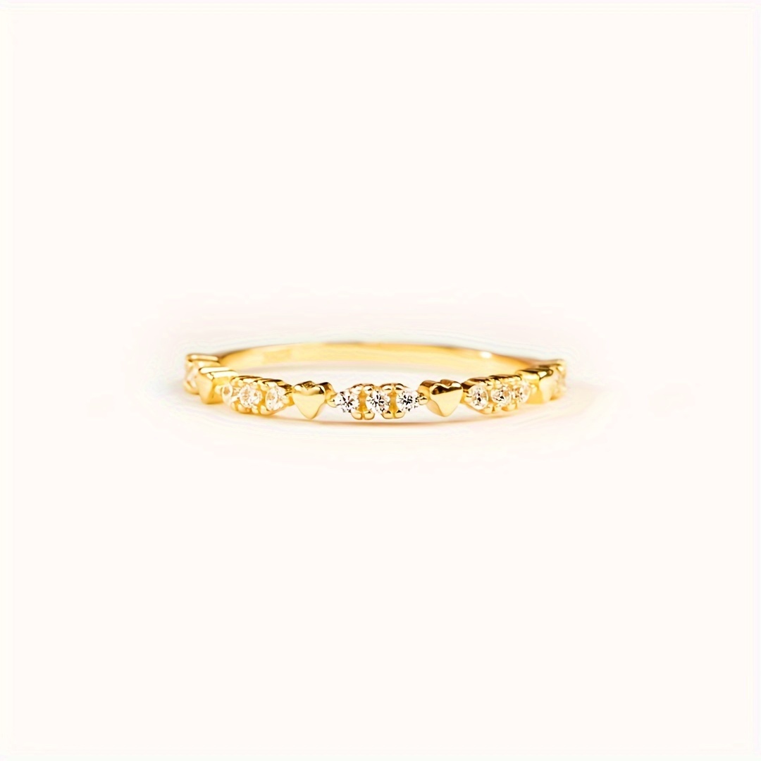 925 Sterling Silver Ring Plated Sparkling Heart Design High - Temu ...