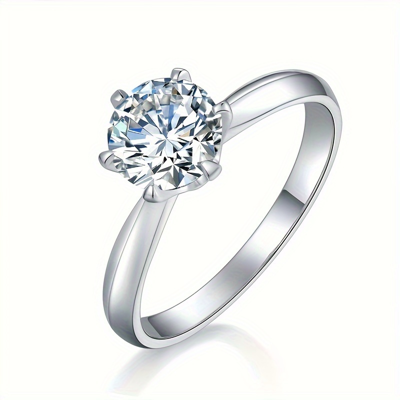 Classic Six Prong Moissanite S925 Silver Ring Wedding - Temu United Kingdom