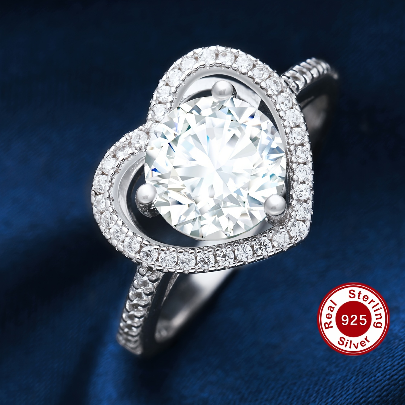 925 Sterling Silver Promise Ring Trendy Heart Design Paved - Temu ...