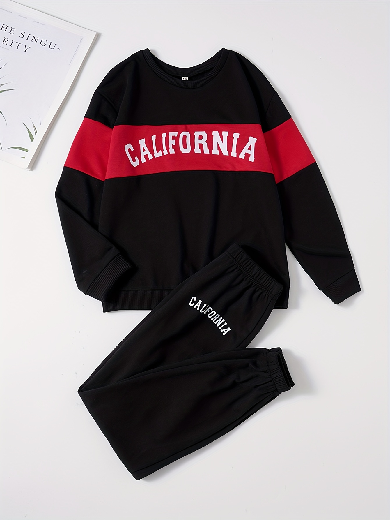 Splicing California Print Girls Comfy Outfits Spring Fall - Temu Australia