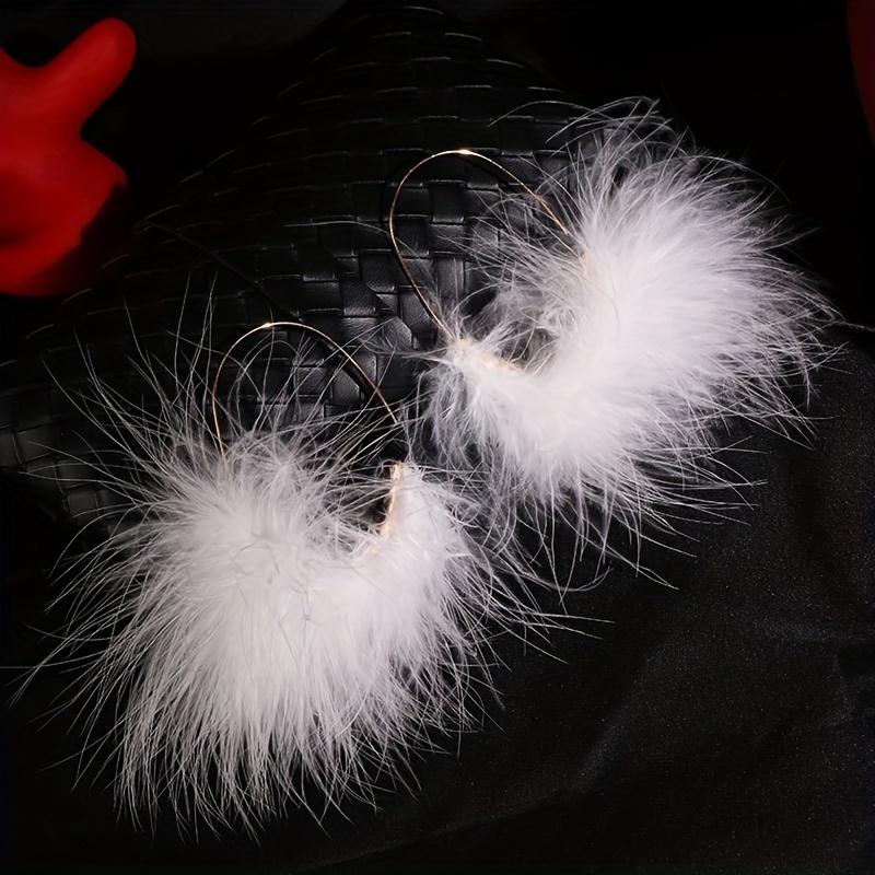 Creative Hoop Earrings Colorful Plush Design Vintage Elegant - Temu ...