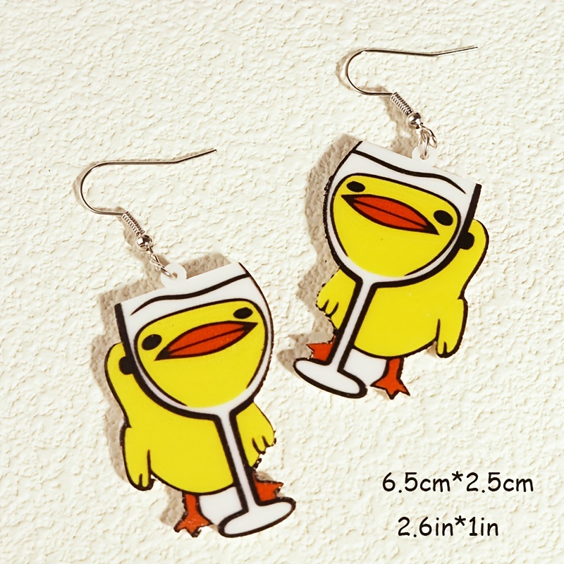 cute duck frog magnifying acrylic earrings animal cartoon - Temu Norway