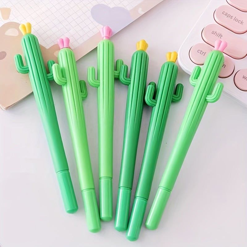 10pcs Creative Cute Cactus Shaped Soft Glue Gel Pen For Student Prize ...