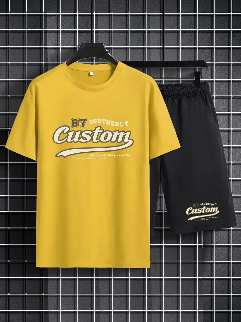 Plus Size Mens Custom Graphic Print T Shirt Shorts Set Temu Canada