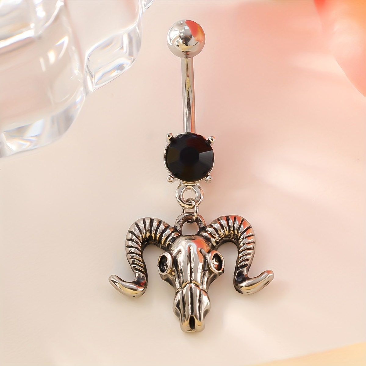 1pc zirconia Decor Skull Pendant Belly Button Ring Comfortable Body Piercing Jewelry Birthdays Christmas Anniversaries Valentine s Day