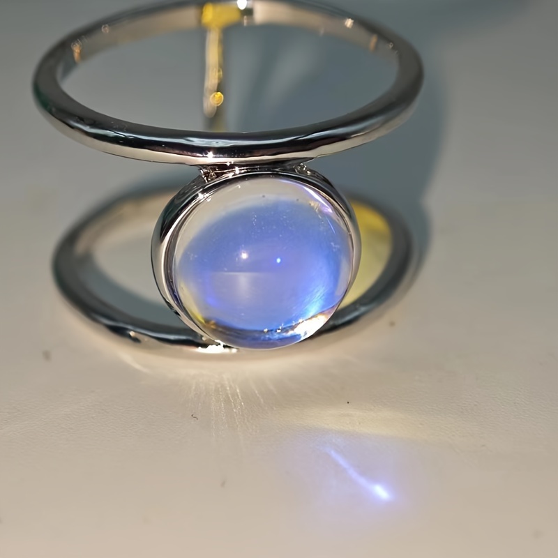 Vintage Ring Silver Plated Inlaid Waterish Gemstone White - Temu United ...