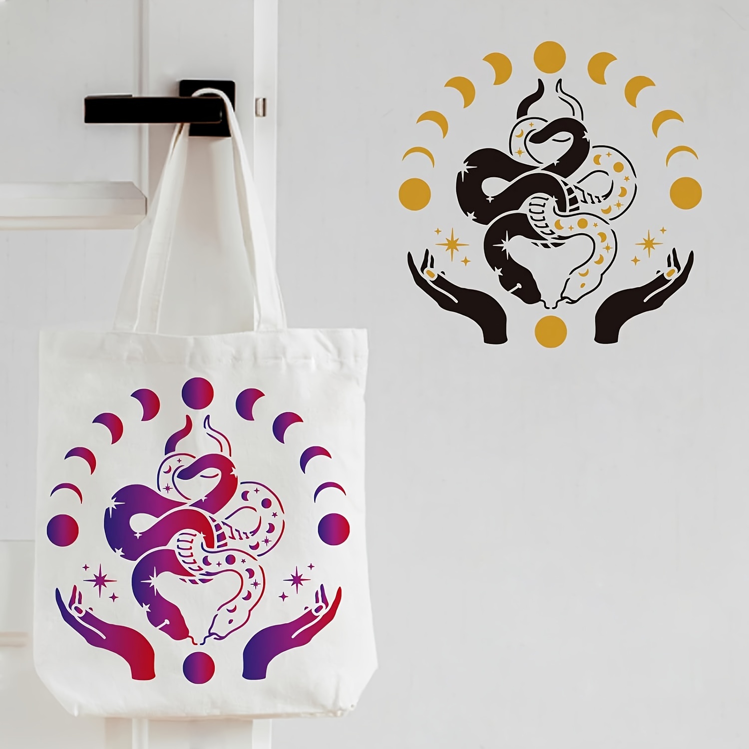 蛇の絵を描くための テンプレート（118x118インチ）プラスチック製の持ち上げ手 装飾 四角い月と Temu Japan