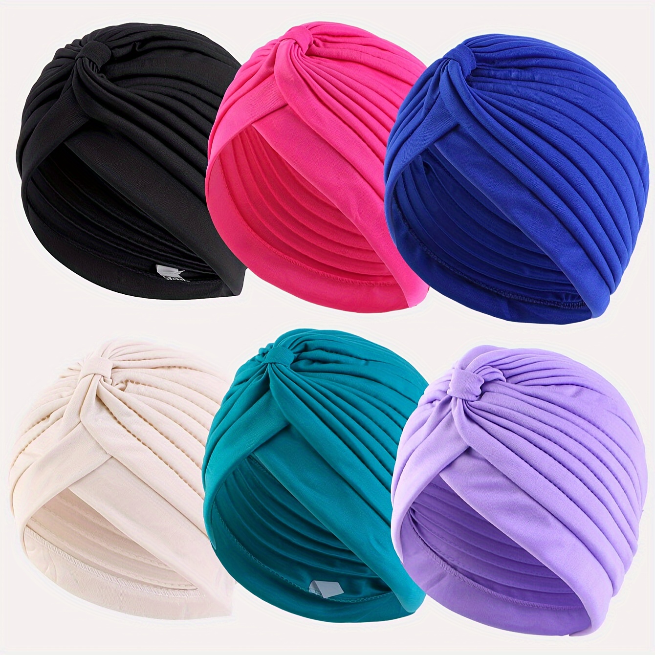 Classic Pleated Turban Hats Solid Color Head Wraps Elastic - Temu Australia